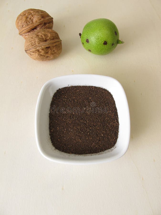 Dye Powder of Dried Green Walnut Shells Stock Image - Image of brown ...