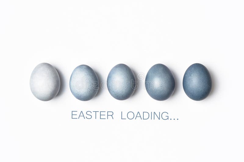 Dyed Blue Gradient Easter Eggs Row, Easter Loading Concept. Stock Photo ...
