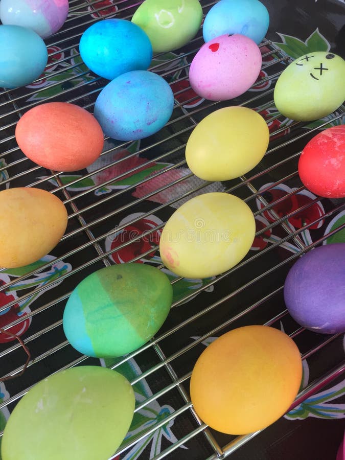 Dyed Easter Eggs Drying Off on a Cooling Rack Stock Image - Image of ...