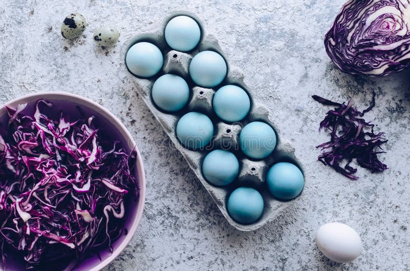 Dyed Easter Eggs with Red Cabbage Stock Image - Image of natural ...