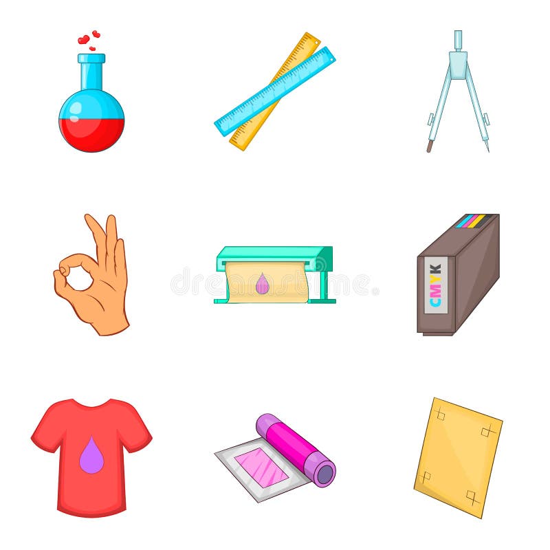 Dyeing Icons Set Cartoon Style Stock Illustrations – 11 Dyeing Icons ...