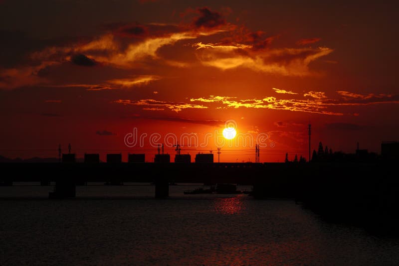 The dying sun blood-red stock photo. Image of rays, blood - 26686234