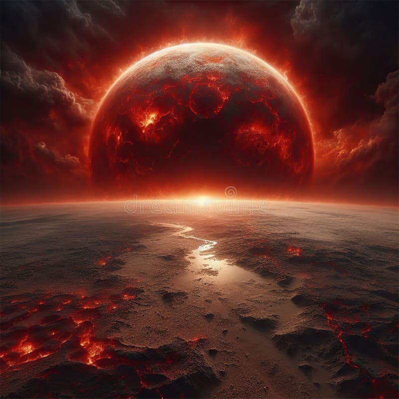 A Dying Sun Swollen into a Red Giant Star Casting Doom upon Earth Stock ...