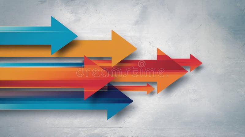 Dynamic Abstract Arrows in Blue, Orange, and Red, Suggesting Movement ...