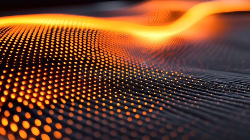 Dynamic Abstract Art Background with Flowing Orange and Black Dots ...