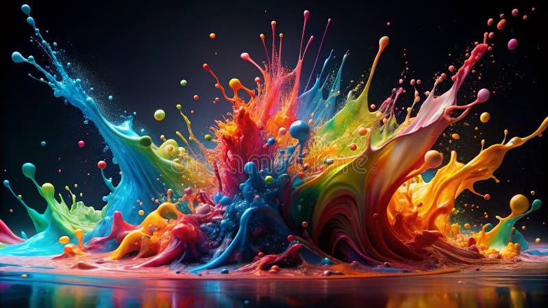 Dynamic Abstract Art Exploding Colors on a Bold Black Canvas a Stunning ...