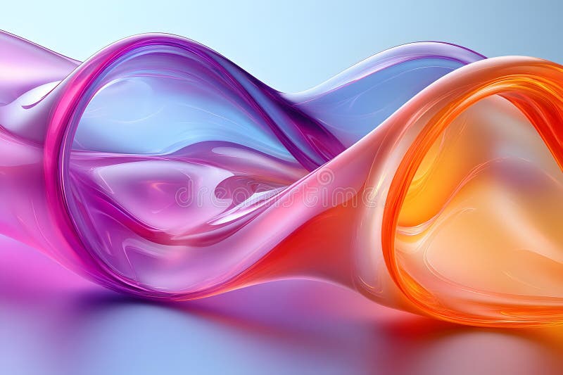 Vibrant Abstract Art with Flowing Glass Structures in Gradient Hues ...