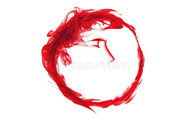 Abstract Profile Red Flowing Lines in Circular Motion on White ...