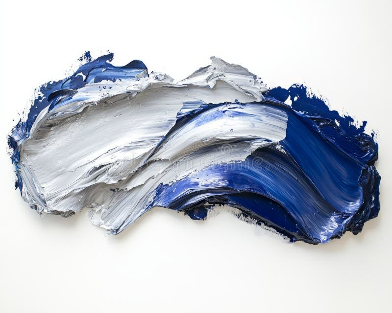 Dynamic Abstract Art Indigo and Silver Grey Palette Knife Technique ...