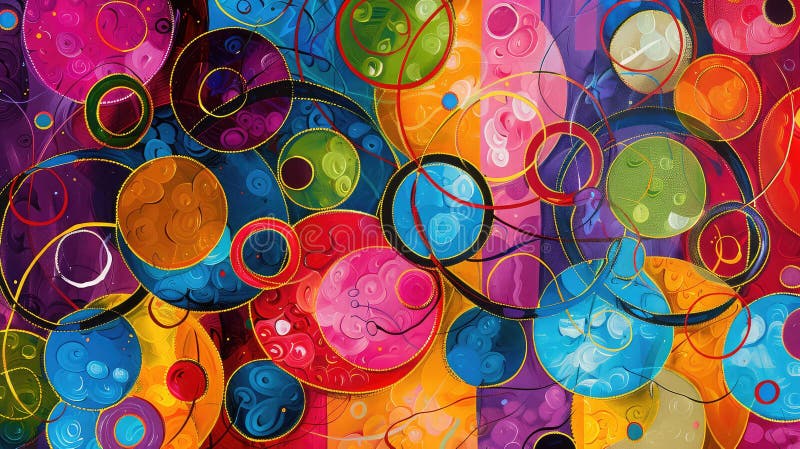 Dynamic Abstract Art: Overlapping Circles and Lines Stock Photo - Image ...