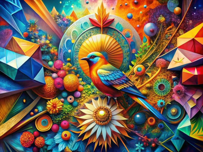 Dynamic Abstract Art a Vibrant BirdsEye View Exploding with Geometric ...