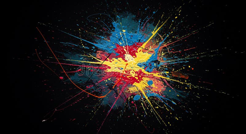 Dynamic Abstract Artwork Featuring a Chaotic Splash of Vivid Colors ...