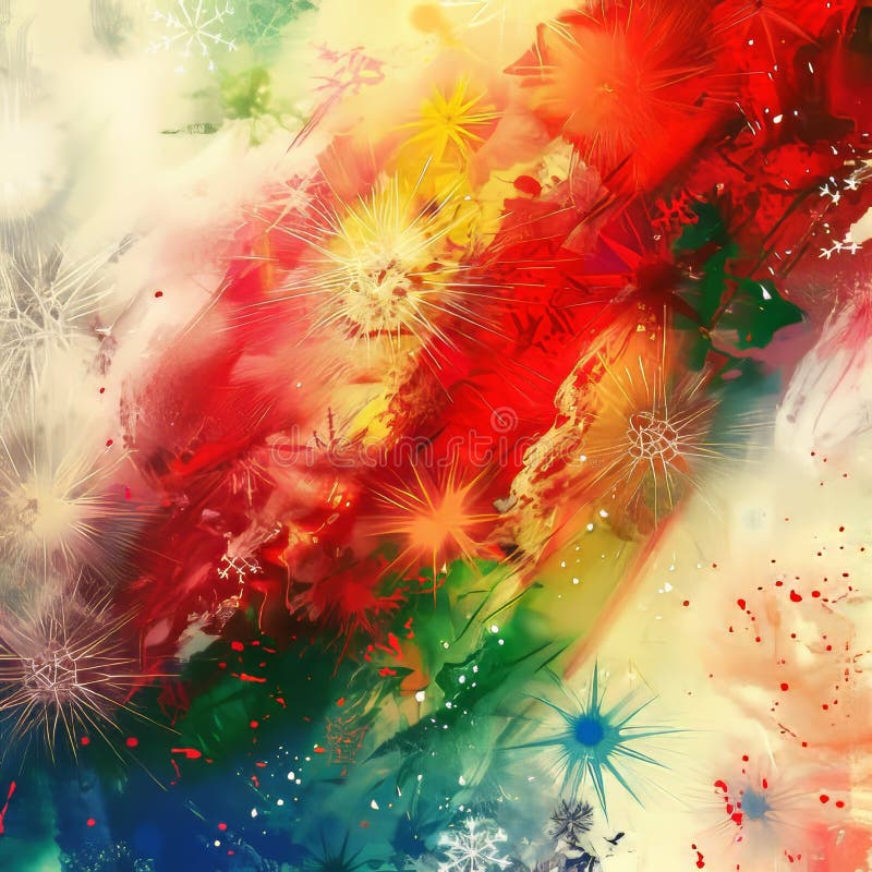 Vibrant Abstract Art with Colorful Starburst Patterns and Dynamic Brush ...