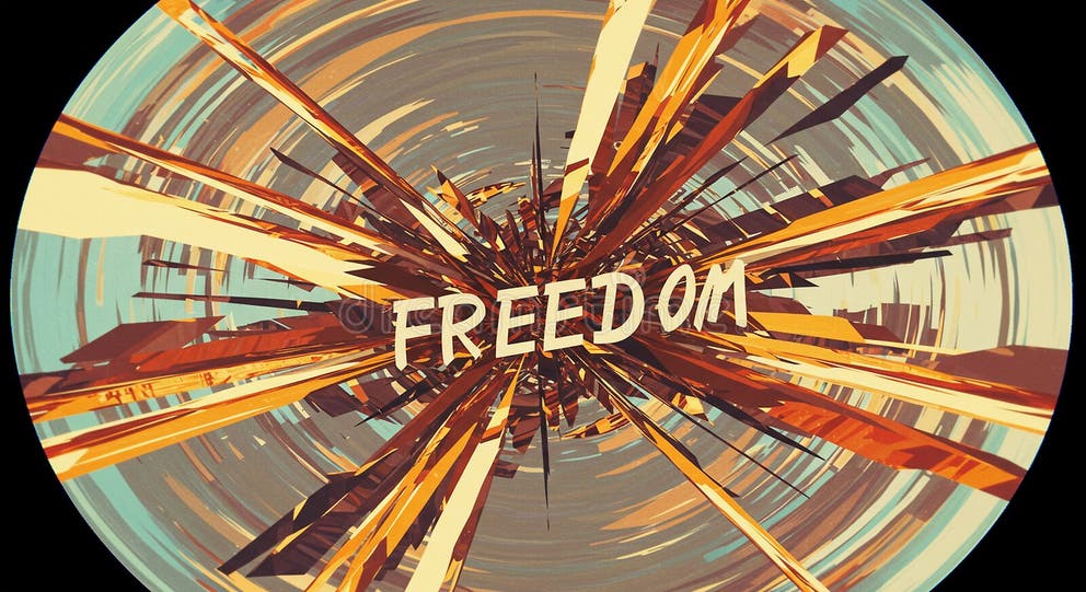 Dynamic Abstract Artwork Featuring the Word "FREEDOM" in Bold White ...