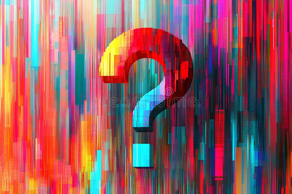 Abstract Background with a Question Mark in Red, Orange, Blue and ...
