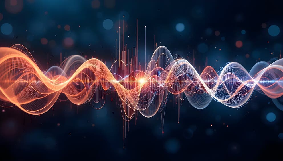 High-Tech Music Waves: Abstract Audio Frequency Representation Stock ...