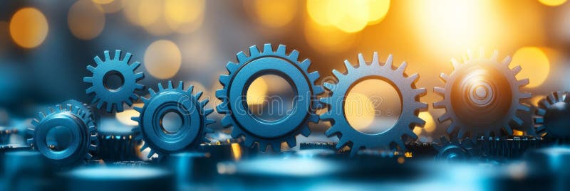 Dynamic Abstract Background Featuring Gears and Cogs in Vibrant Blue ...