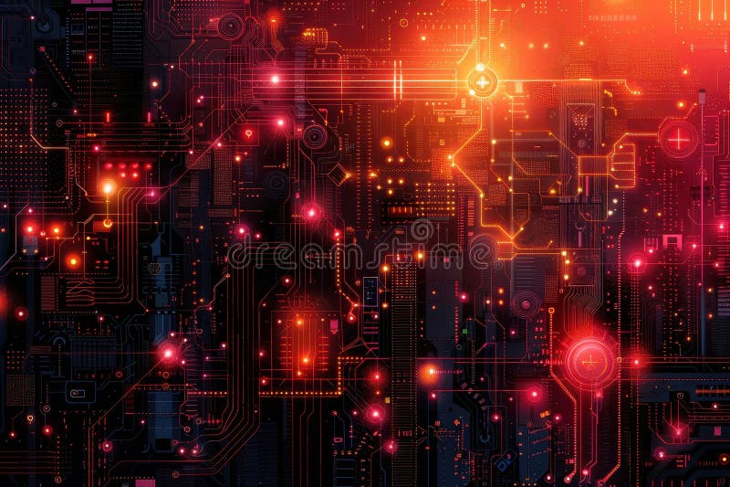 Abstract Technology Background with Glowing Circuits and Vibrant Colors ...