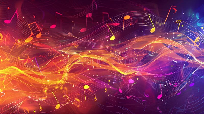 Energetic Waves of Musical Notes and Radiant Lights Stock Photo - Image ...