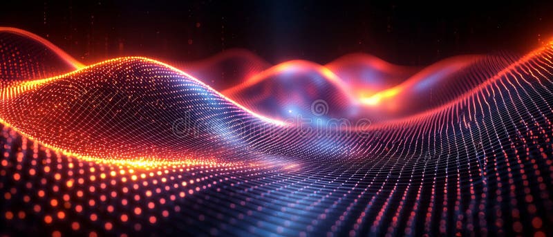 Abstract Glowing Data Wave Representing Digital Information Flow Stock ...