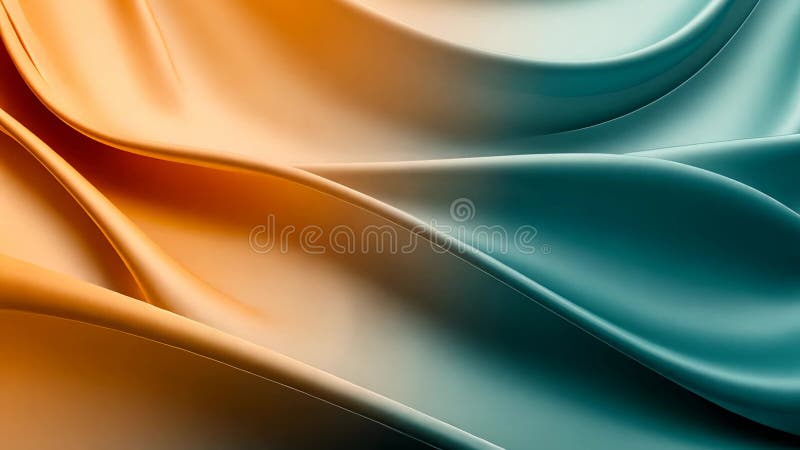 Dynamic Abstract Background with Flowing Orange and Teal Silk Textures ...