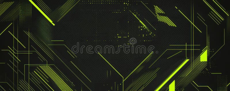 Dynamic Abstract Background with Neon Green Geometric Lines on a Sleek ...