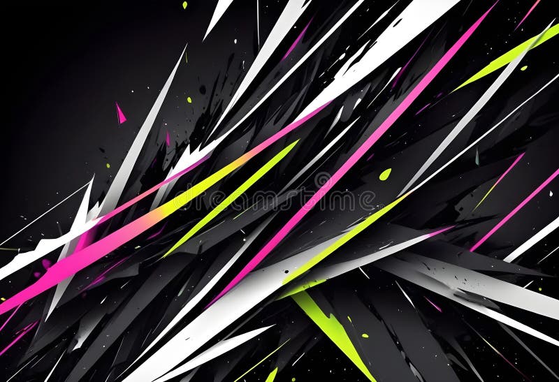 Dynamic Abstract Background with Sharp Geometric Shards and Neon Accents Stock Illustration ...
