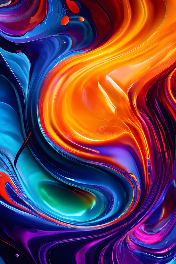 Dynamic Abstract Background with Swirling Liquid Patterns and Colorful ...