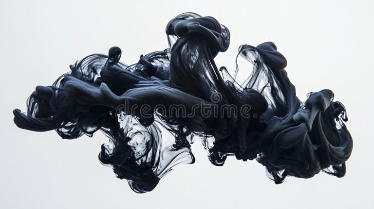 Dynamic Abstract Black Ink Powder Splash Isolated on White Background ...