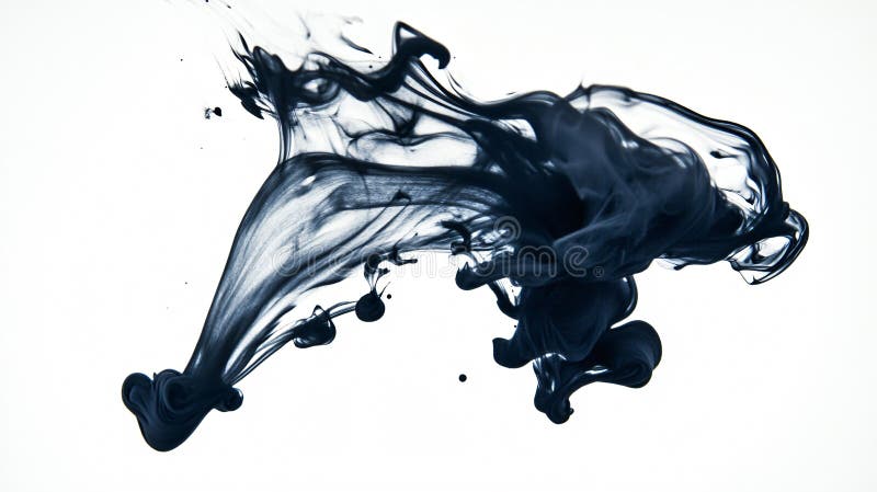 Dynamic Abstract Black Ink Powder Splash Isolated on White Background ...