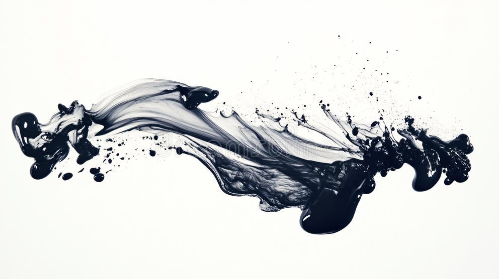 Dynamic Abstract Black Ink Powder Splash Isolated on White Background ...
