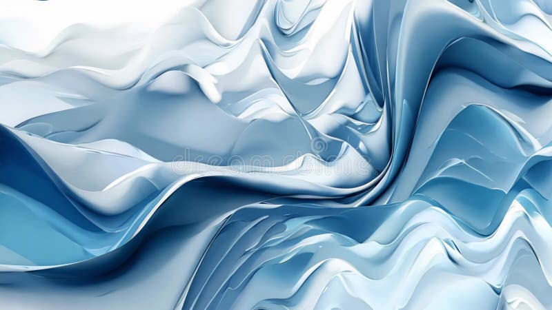 Dynamic Abstract Blue Waves Evolving Over Time with Smooth Fluid Motion ...
