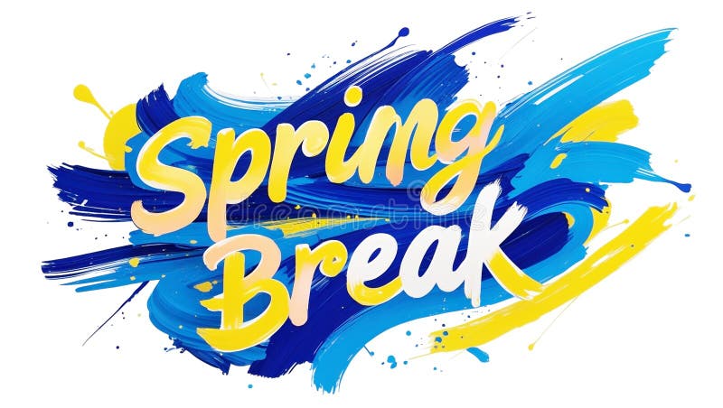 Dynamic Abstract Brush Strokes with Spring Break in Bold Cursive Stock ...