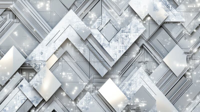 Dynamic Abstract Canvas of Grey and White Geometric Shapes Stock ...