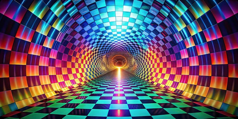 Dynamic Abstract Checkerboard Light Tunnel a Psychedelic Wiggle Loop ...
