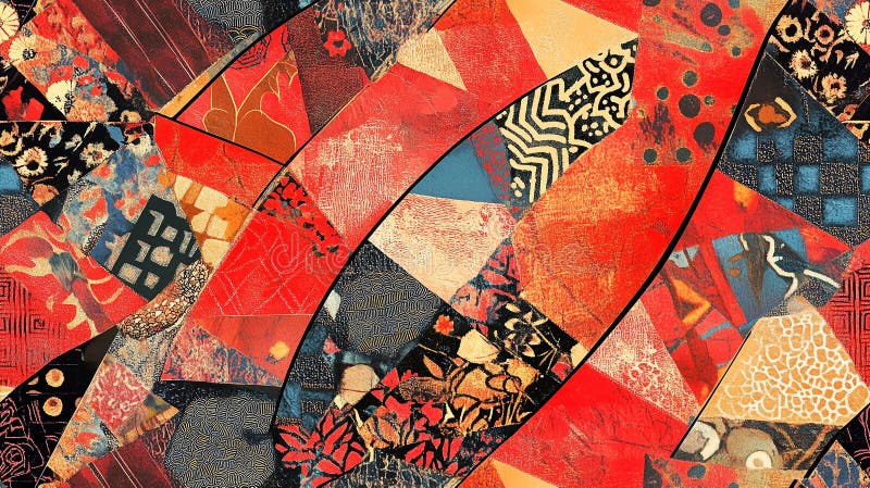 Dynamic Abstract Collage of Vibrant Patterns and Textures Stock ...