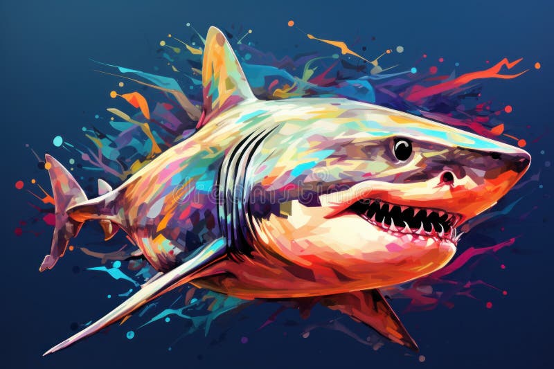 Dynamic Abstract Colorful 3d Shark. Generate Ai Stock Illustration ...