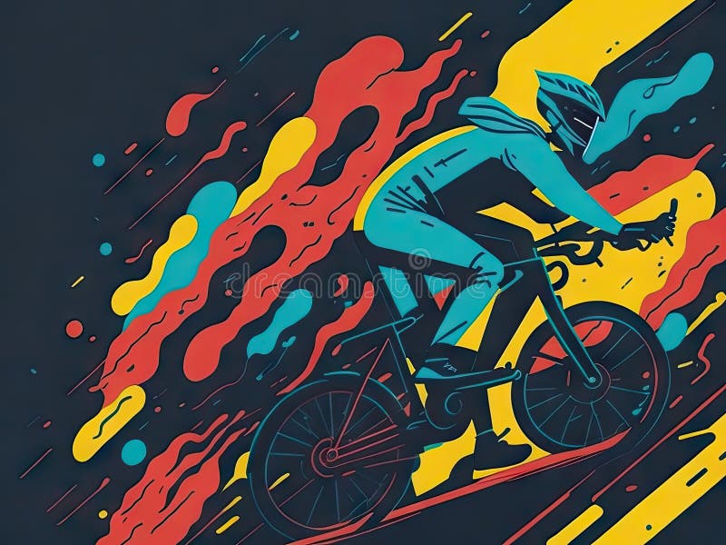 Dynamic Abstract Colorful Cycling Flat Illustration. Ai Generative ...