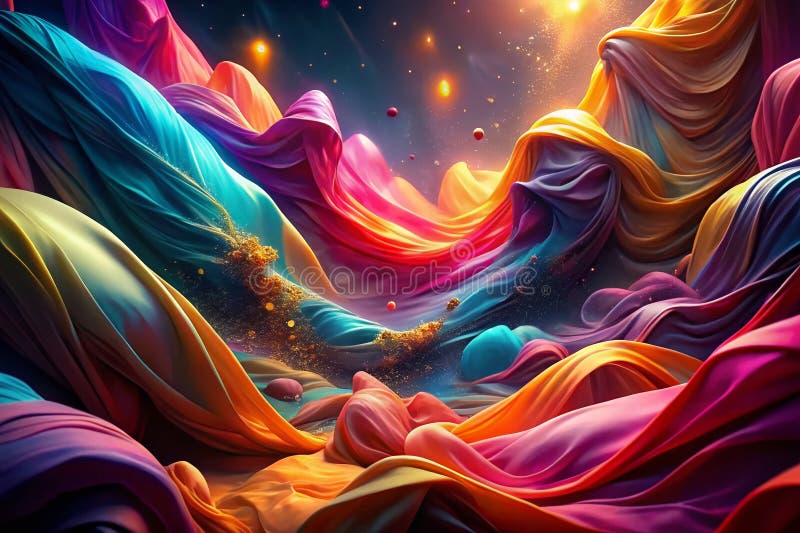 Dynamic Abstract Colorful Fabric Wallpaper a 3D Rendered Floating ...