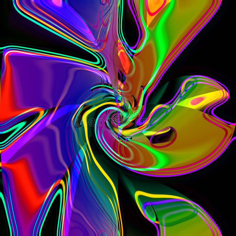 Dynamic Abstract Colorful Neon Curly Light Interacting with Each Other ...