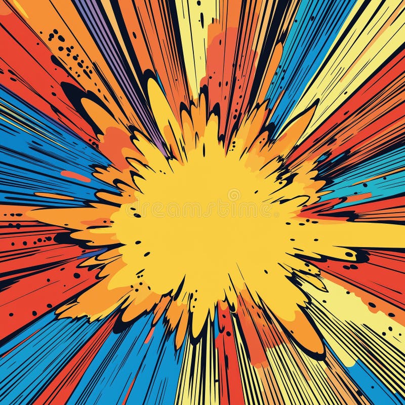 Dynamic Abstract Comic Book-Style Illustration with Energetic Burst ...