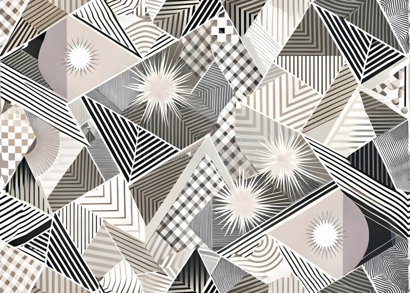 Dynamic Abstract Composition Black White Geometric Shapes Patterns ...