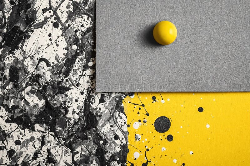 Dynamic Abstract Composition Featuring Black, Gray, and Yellow Elements ...