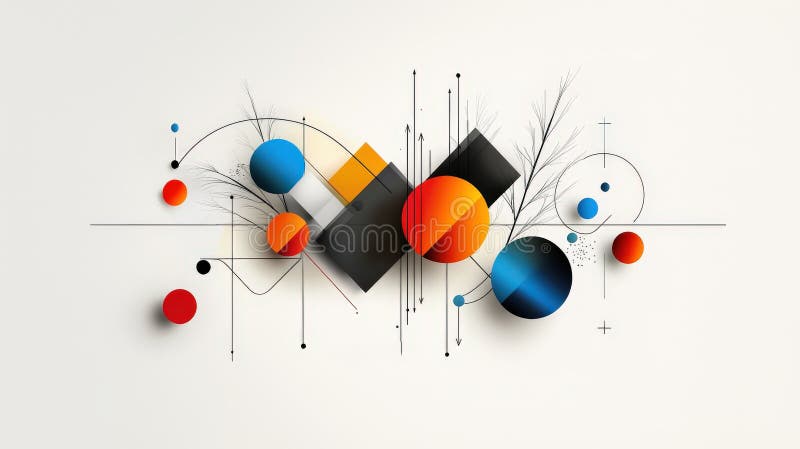 Dynamic Abstract Composition Featuring Geometric Shapes Digital Art ...