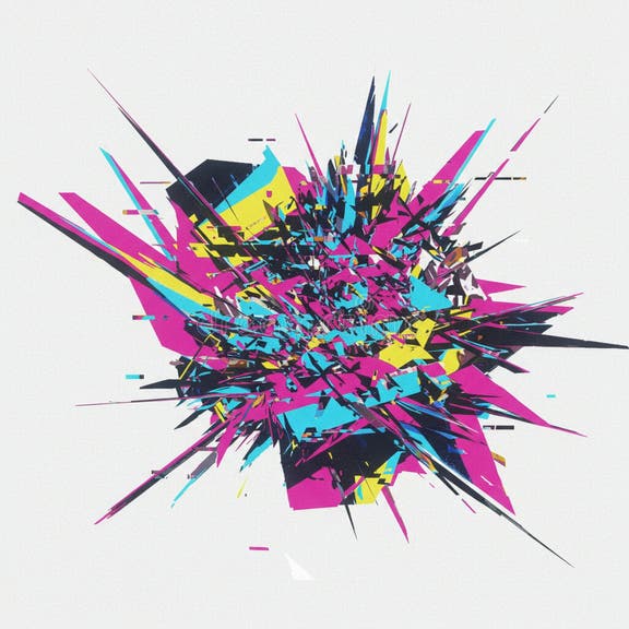 Dynamic Abstract Composition Featuring Sharp, Spiky Forms Radiating ...