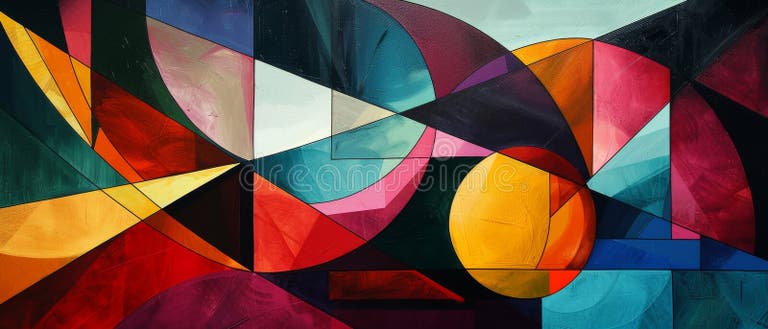 A Dynamic, Abstract Composition of Geometric Shapes, Forming a Cohesive ...