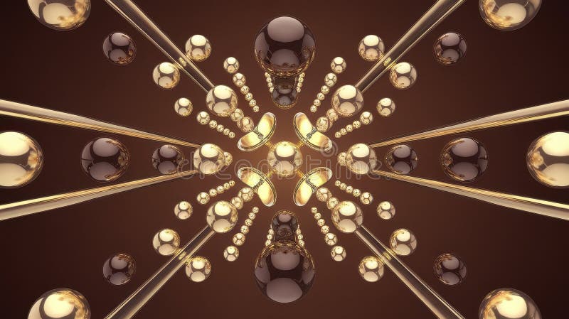 Dynamic Abstract Composition of Golden and Brown Spheres Radiating from ...