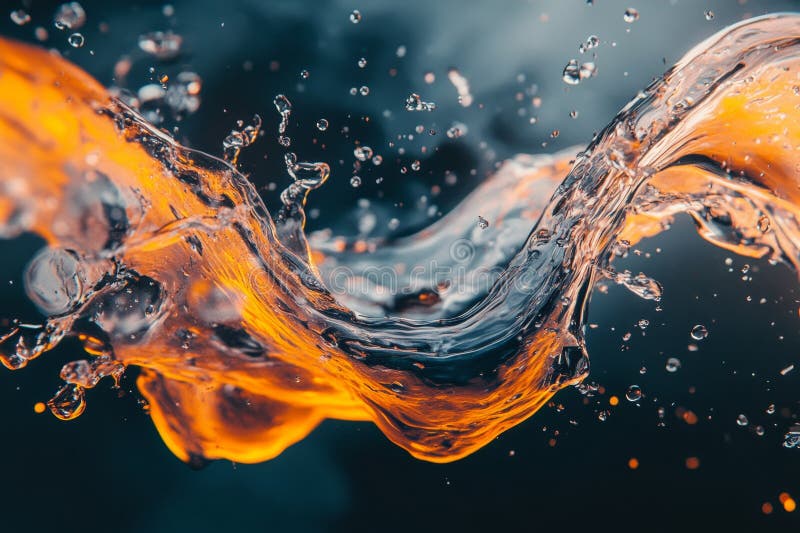 Dynamic Abstract Composition of Liquid Forms Colliding in Space with ...