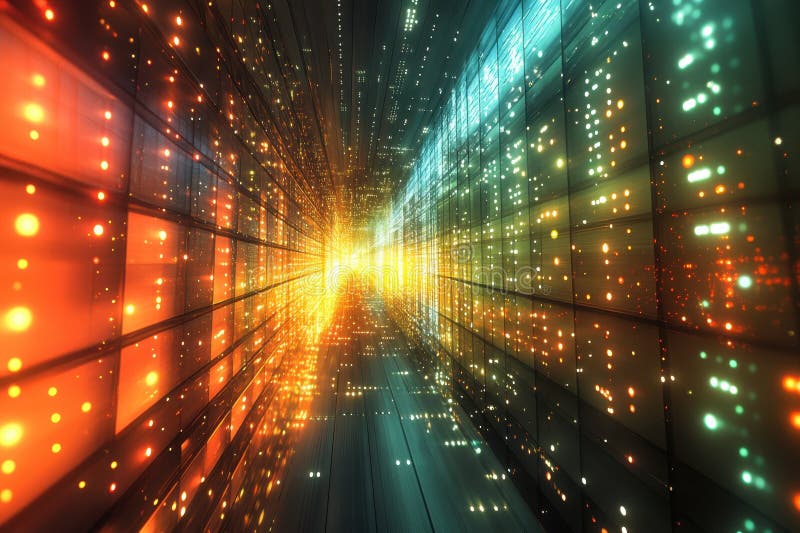 Dynamic Abstract Corridor Filled with Vibrant Lights and Digital ...