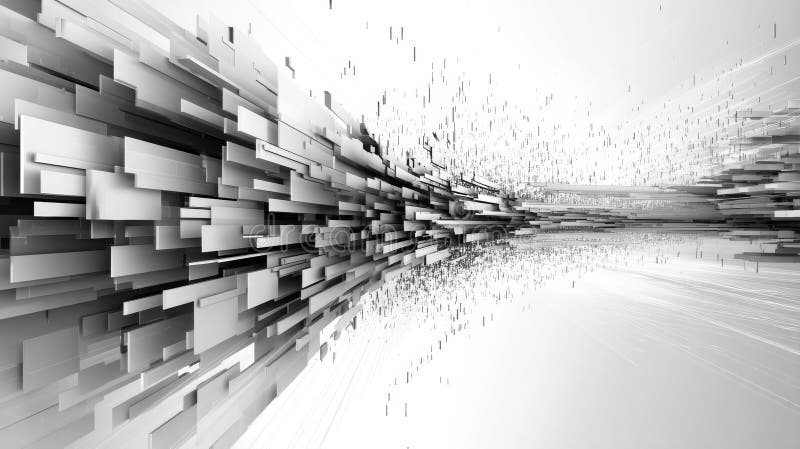 Dynamic Abstract 3D Data Stream Flows Seamlessly Across a Sleek White ...
